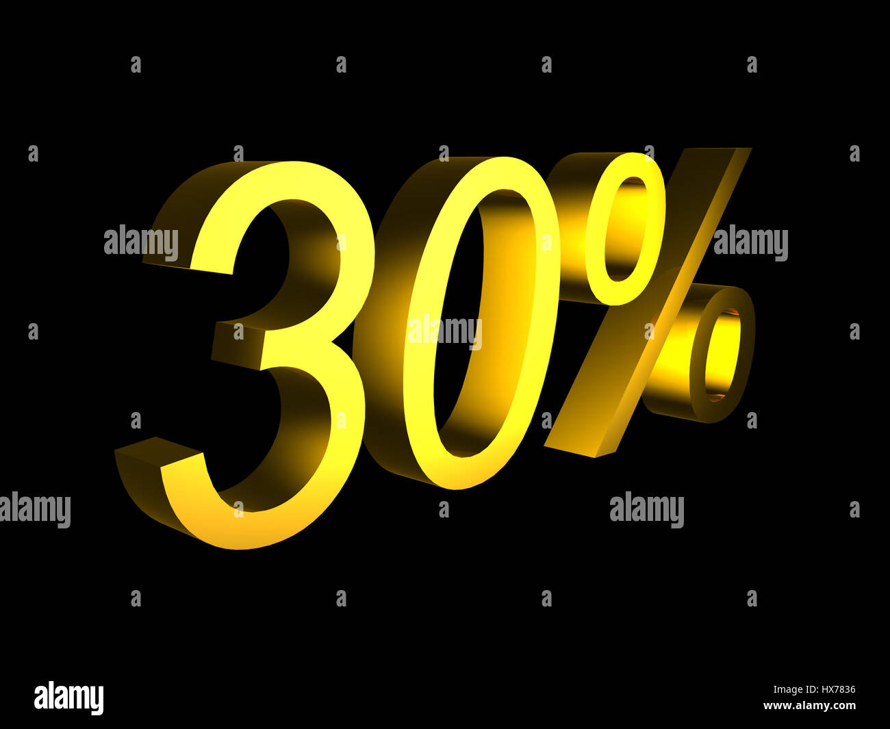 golden thirty percent on black background 3d render Stock Photo - Alamy