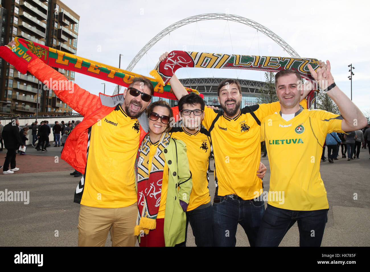 Lithuania fans before the World Cup Qualifying match at Wembley Stadium ...