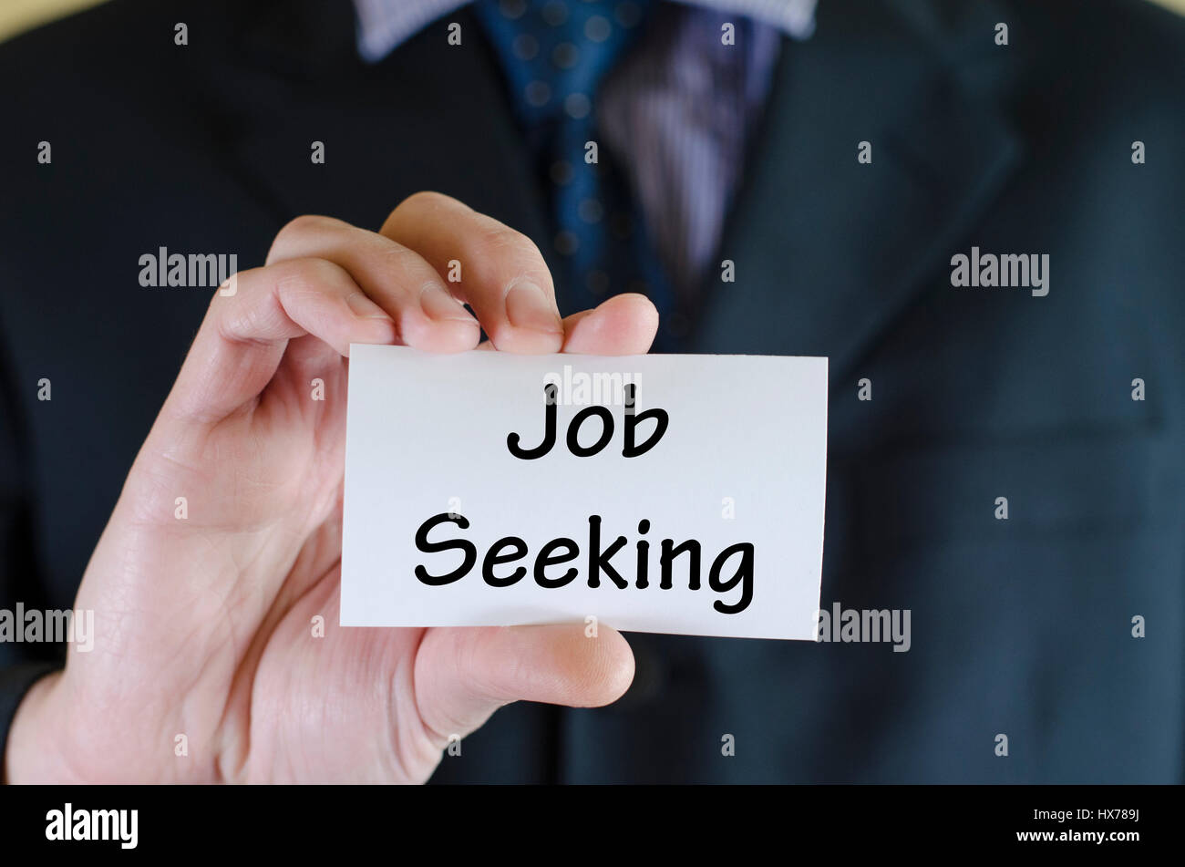 Job seeking text note concept over business man background Stock Photo ...
