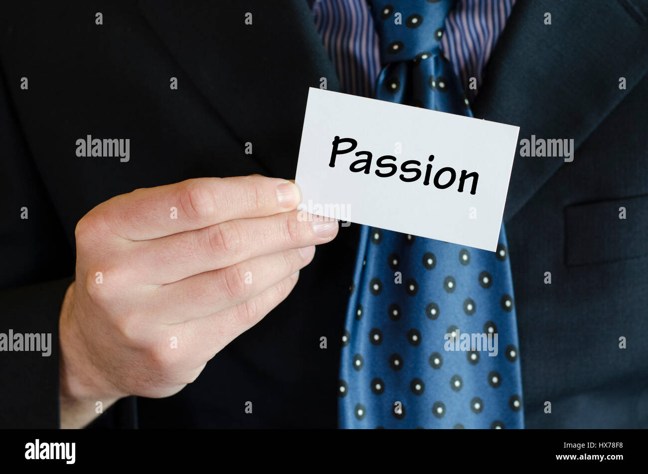 Passion text note concept over business man background Stock Photo - Alamy