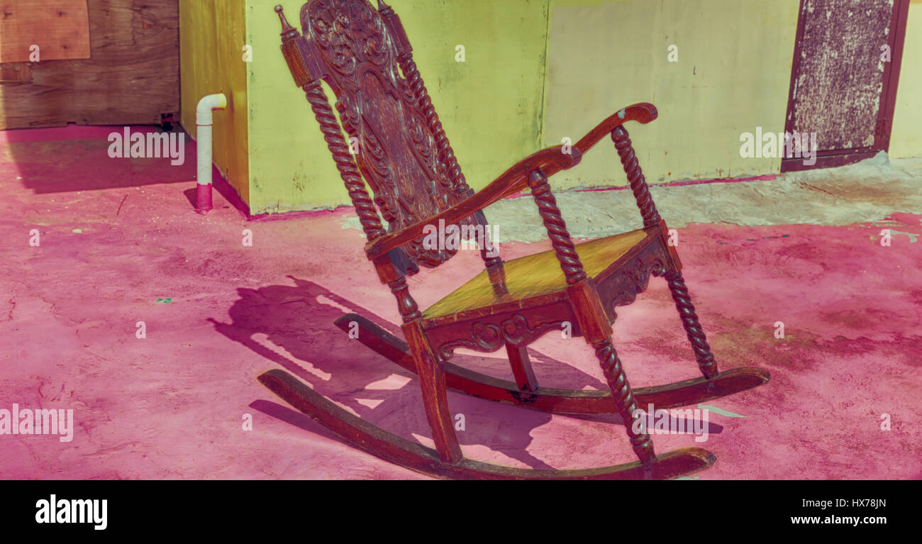 in philippines old dirty terrace whith rocking chair empty Stock Photo ...