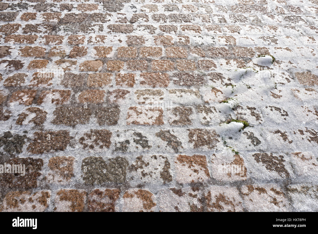 icy cobblestone pavement in winter Stock Photo - Alamy