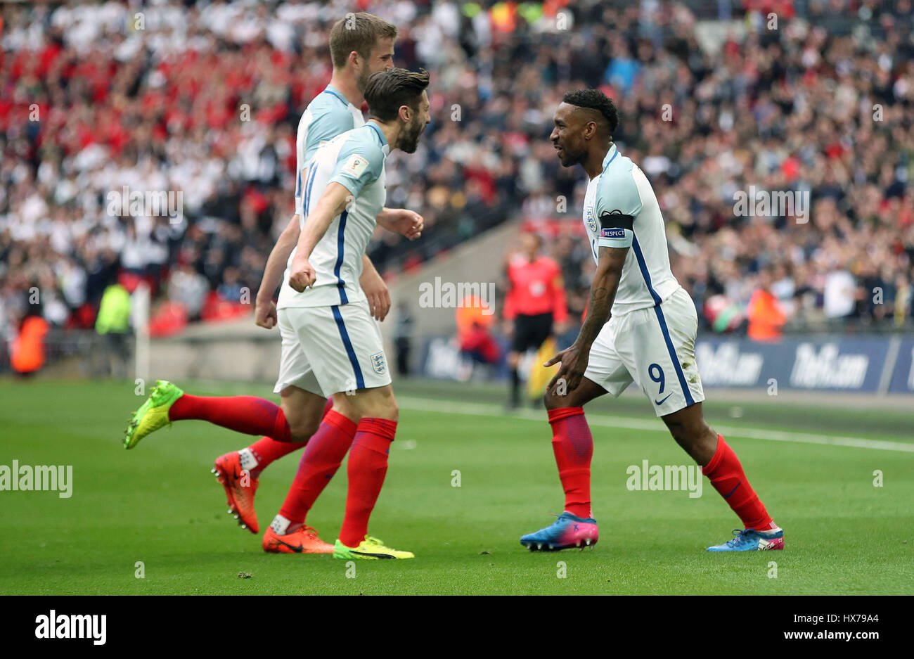 England's Jermain Defoe (right) celebrates scoring his sides opening ...
