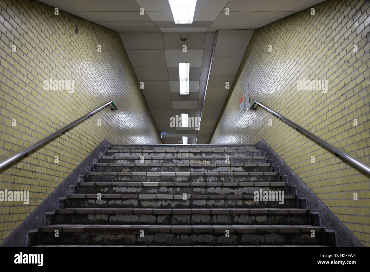 View from subway under ground stairs passage way Stock Photo - Alamy