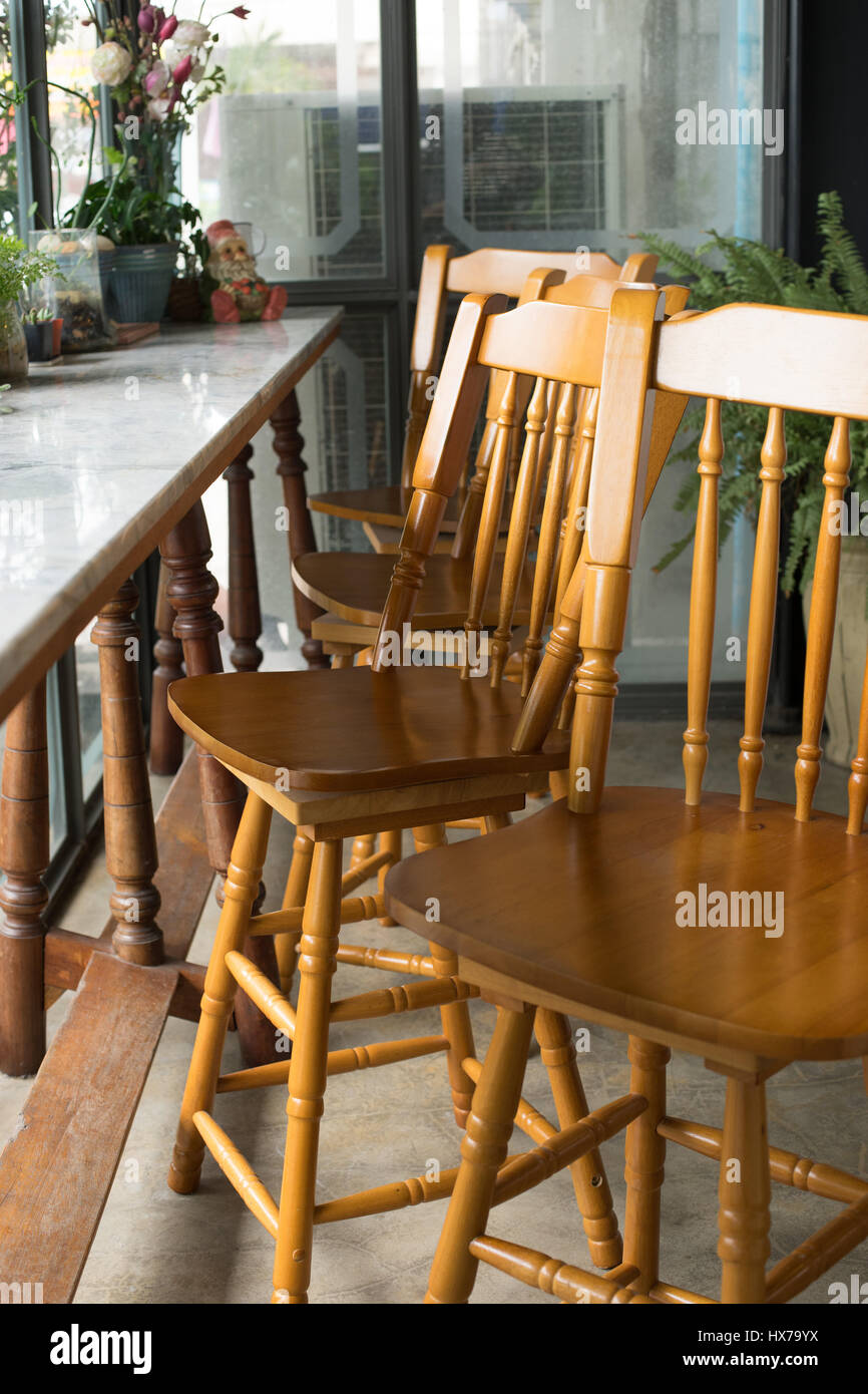 Chairs from inside a restaurant, bar section Stock Photo - Alamy