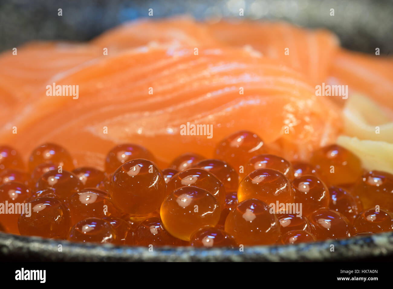Japanese fresh fish shirashi salmon and tuna Stock Photo - Alamy