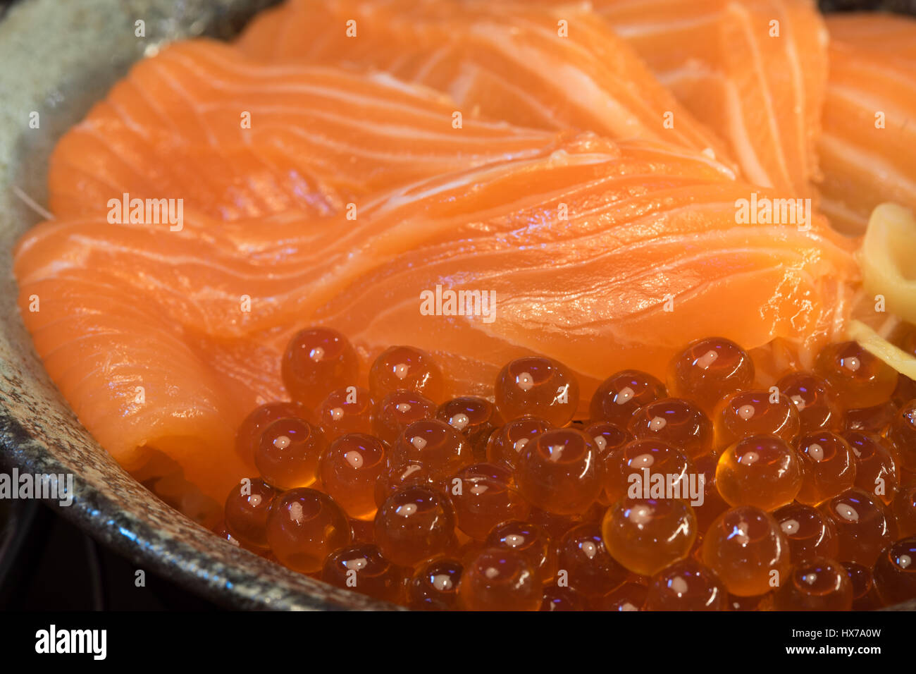 Japanese fresh fish shirashi salmon and tuna Stock Photo - Alamy