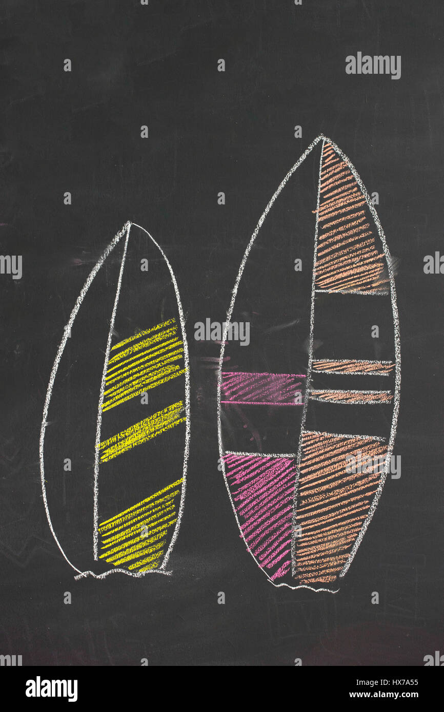 Chalk cartoon drawn on black black board Stock Photo - Alamy
