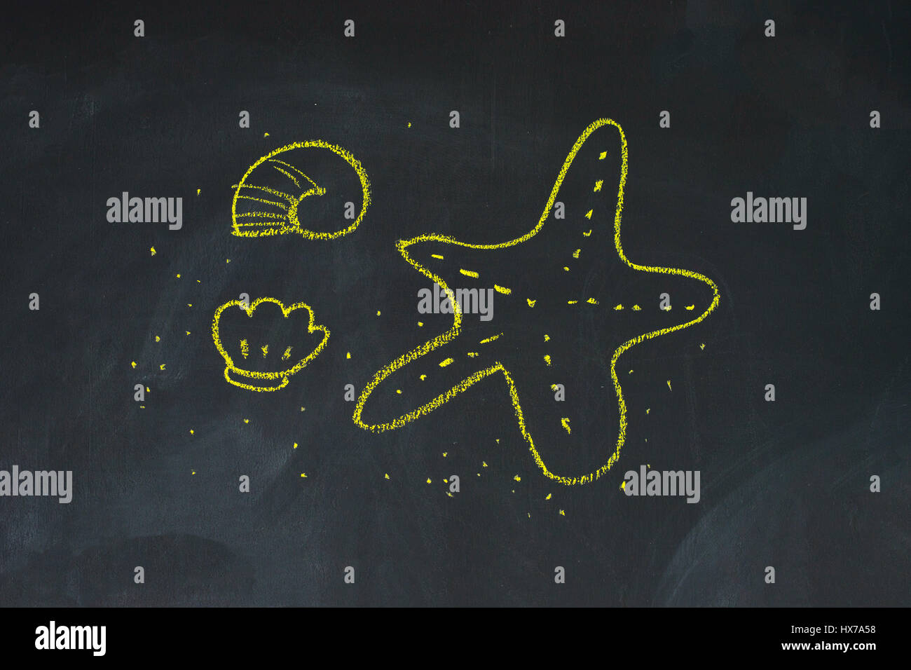 Chalk cartoon drawn on black black board Stock Photo - Alamy