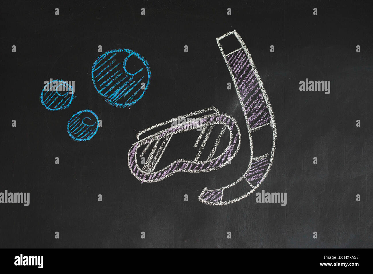 Chalk cartoon drawn on black black board Stock Photo - Alamy