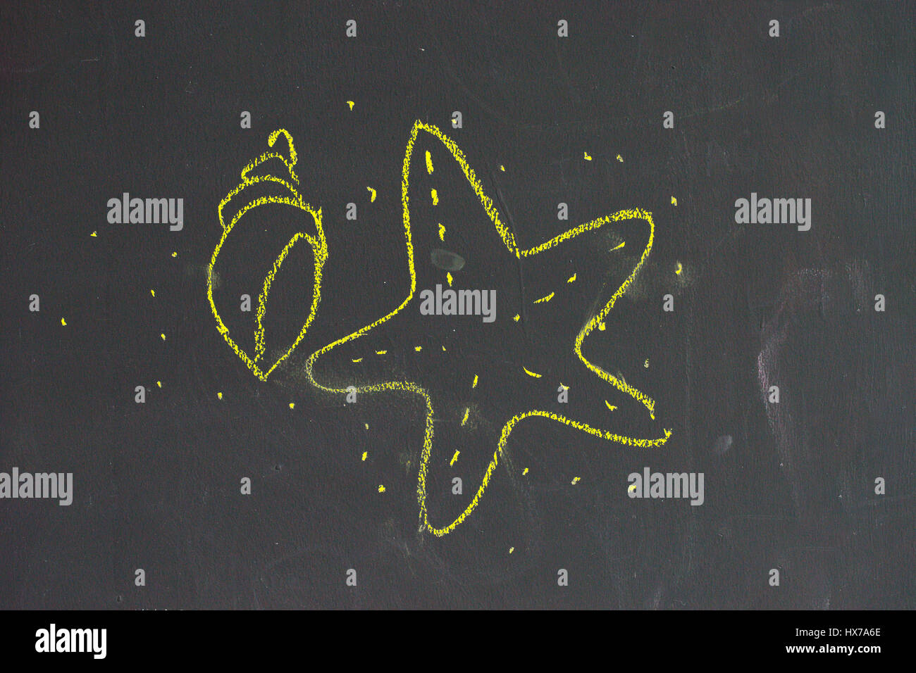 Chalk cartoon drawn on black black board Stock Photo - Alamy