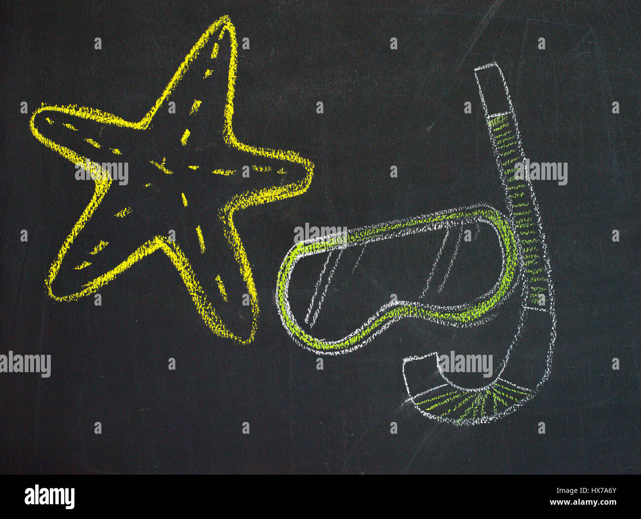 Chalk cartoon drawn on black black board Stock Photo - Alamy