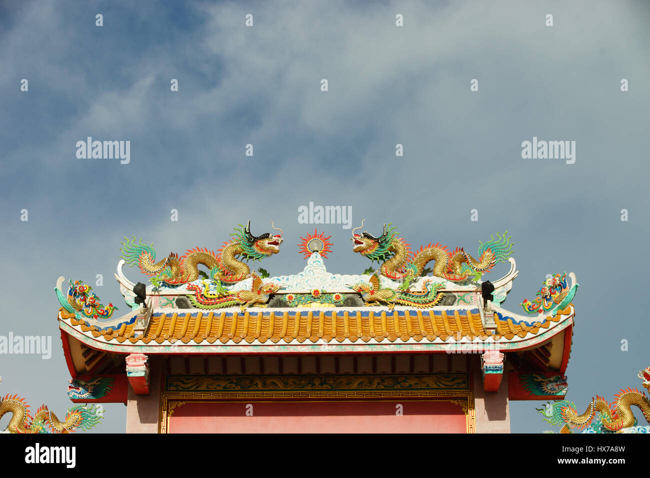 Scene from a chinese temple with totem Stock Photo - Alamy