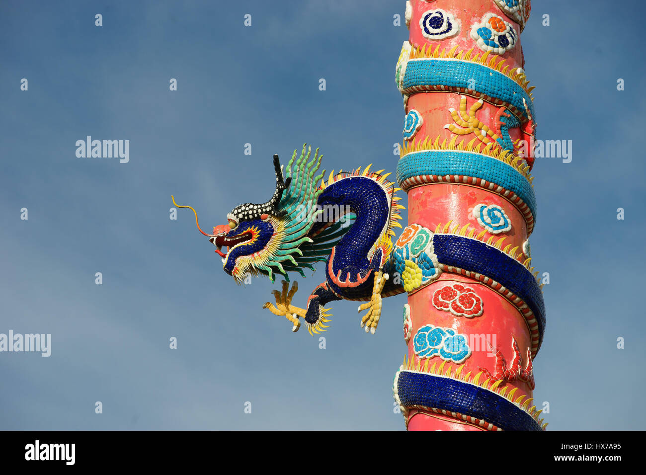 Scene from a chinese temple with totem Stock Photo - Alamy