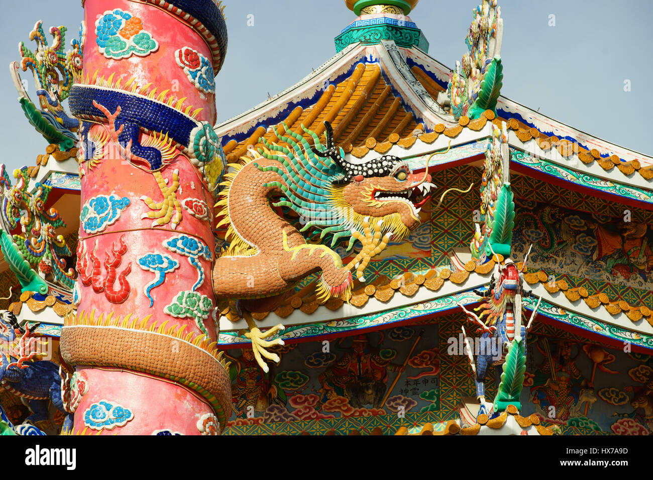 Scene from a chinese temple with totem Stock Photo - Alamy