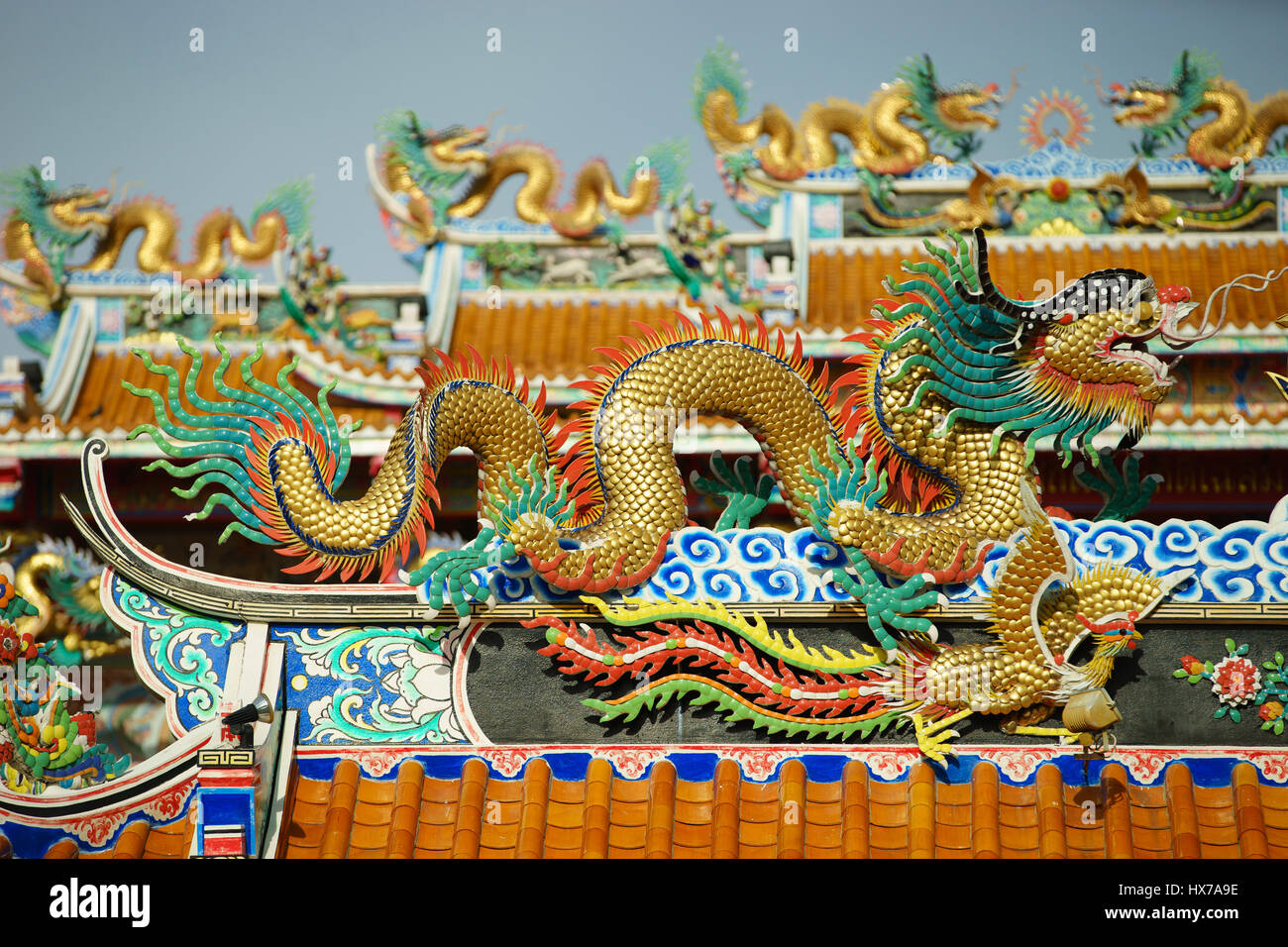 Scene from a chinese temple with totem Stock Photo - Alamy