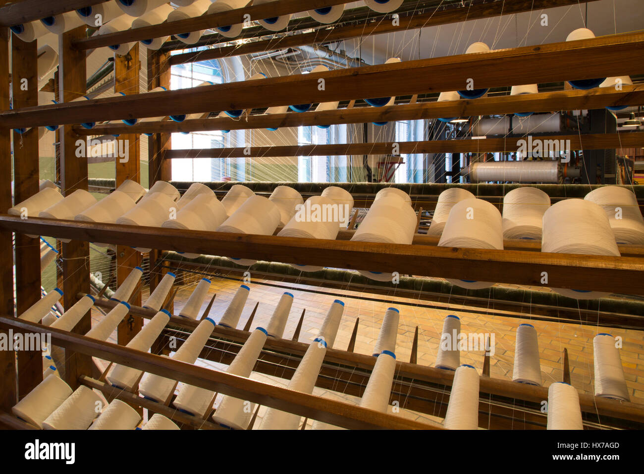 Yarns being spun at the Dutch Textile Museum (Textielmuseum) at Tilburg ...