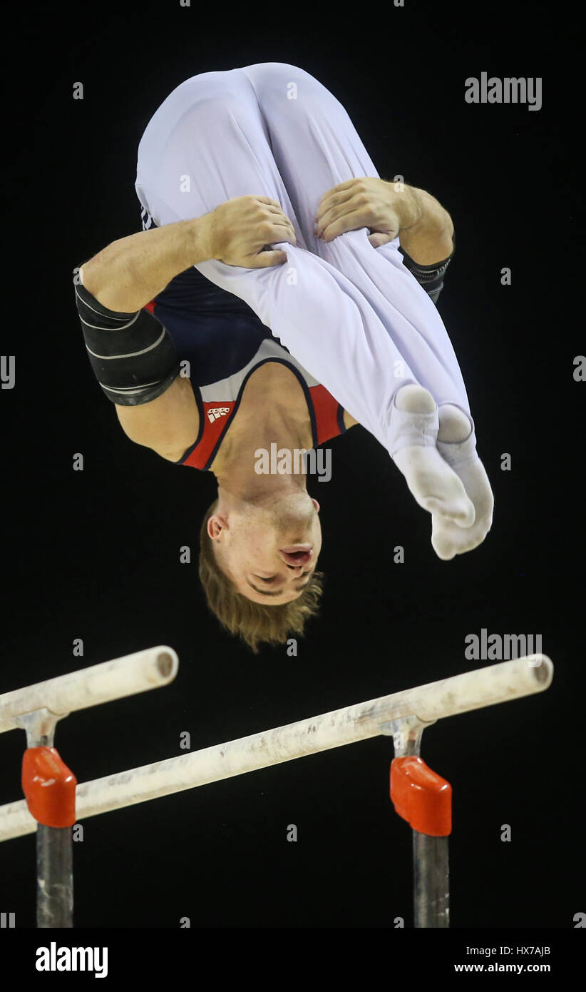 Cooper Elliott competes on the Parallel Bars during day three of the ...