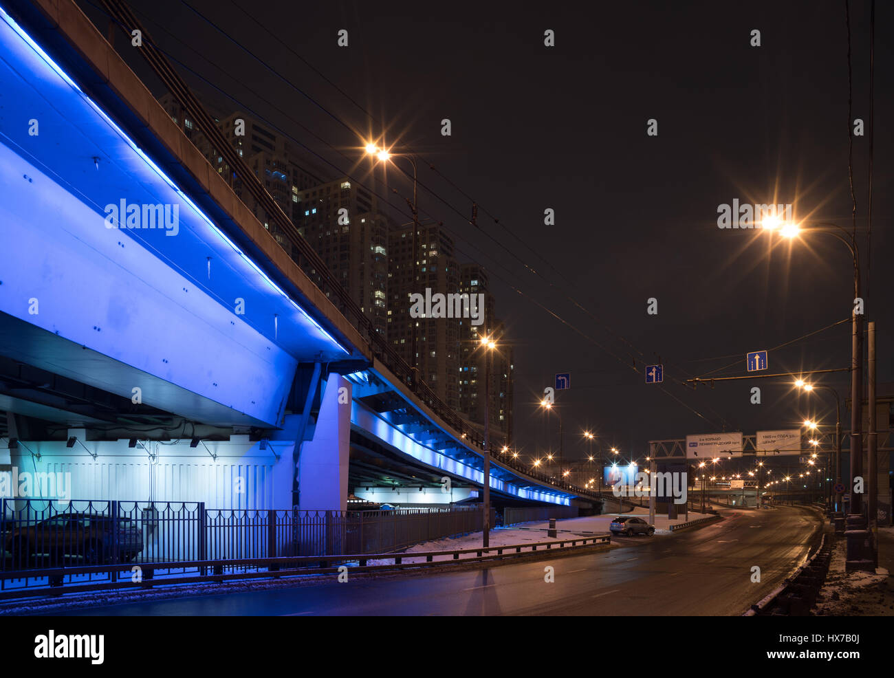 Horoshevskoe highway at night / Moscow Stock Photo - Alamy
