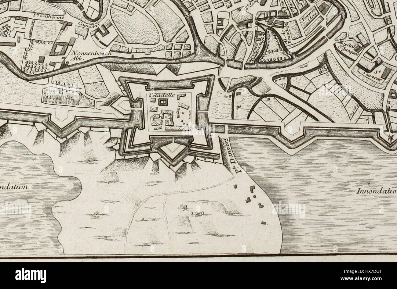 Map of Ghent by Georges Louis Le Rouge, detail (7 Stock Photo - Alamy