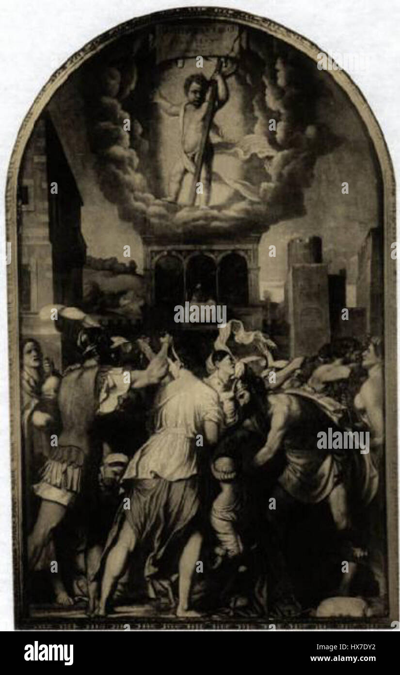 The painting 'Strage degli Innocenti' by Moretto depicts the biblical ...