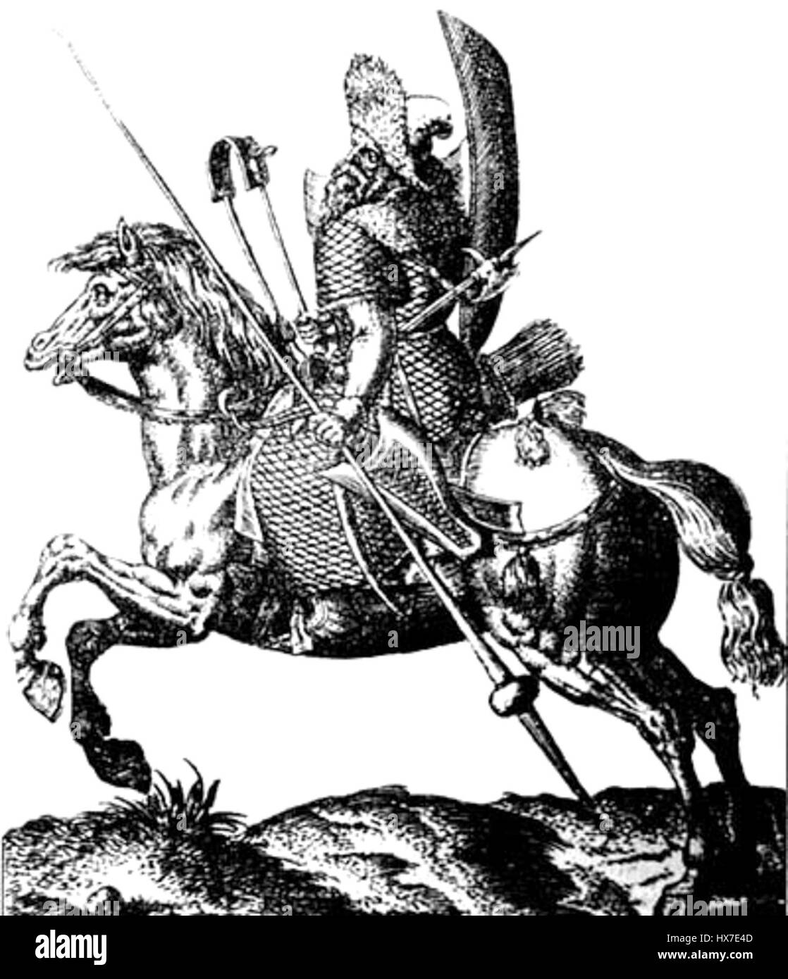 This artwork depicts a Muscovy cavalryman from the mid-16th century ...