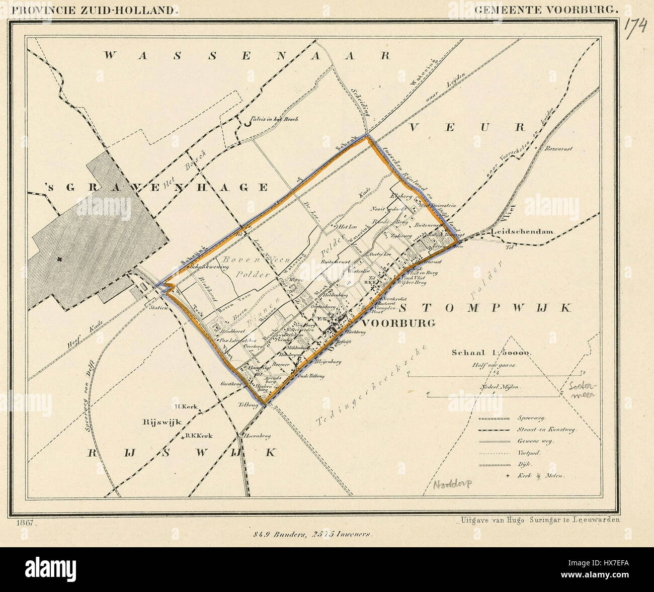 This 1867 map of Voorburg, Netherlands, offers a detailed ...