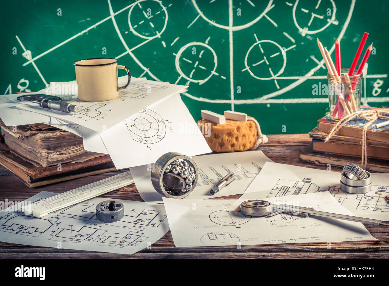 Designing mechanical parts at school as education concept Stock Photo ...