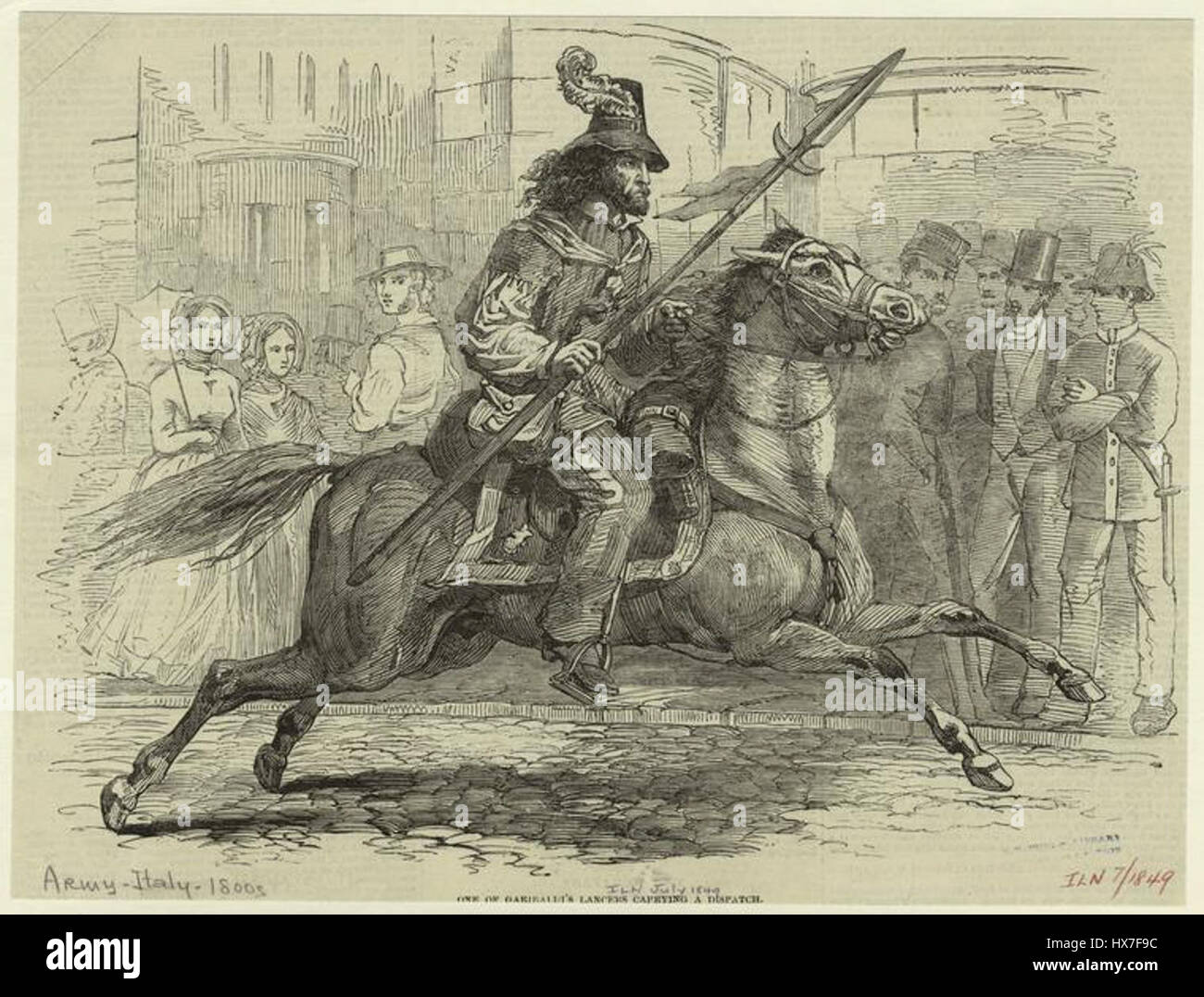 The image depicts one of Garibaldi's lancers, a key figure in the ...