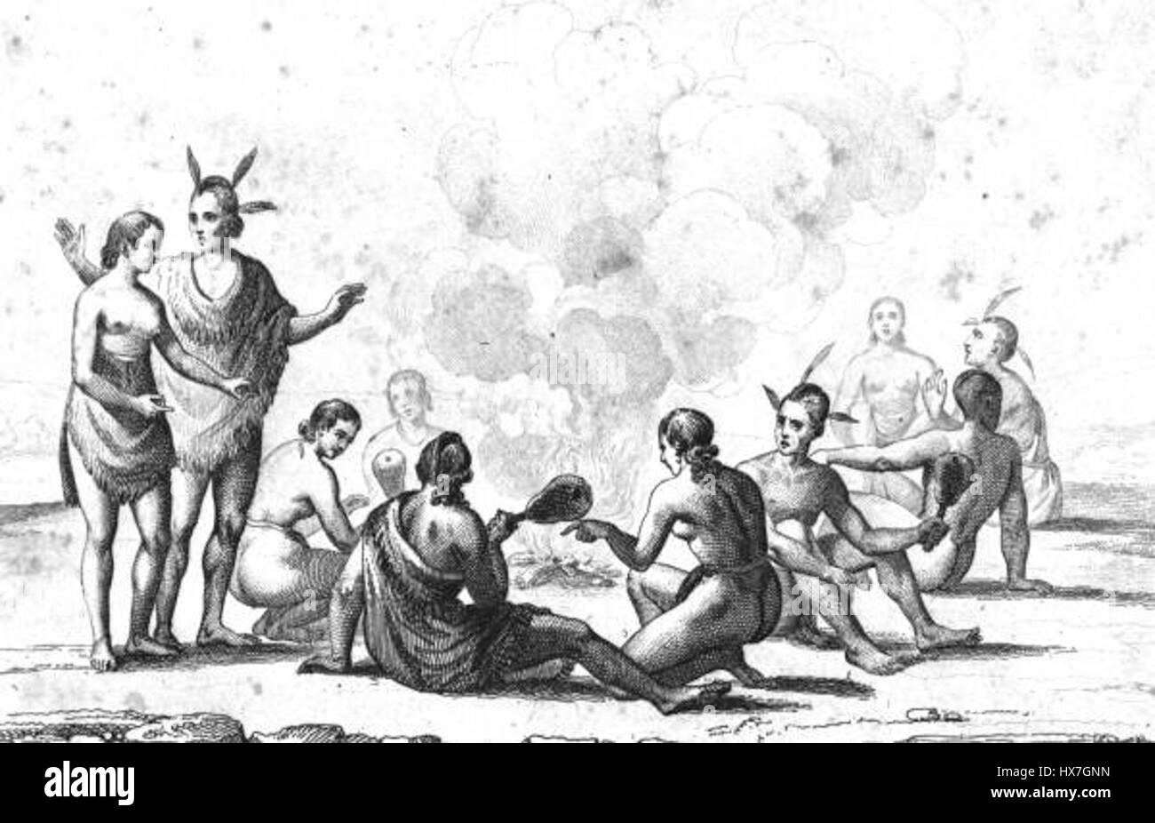 The image titled 'Rc11019' shows Timucua Indian women gathered around a ...