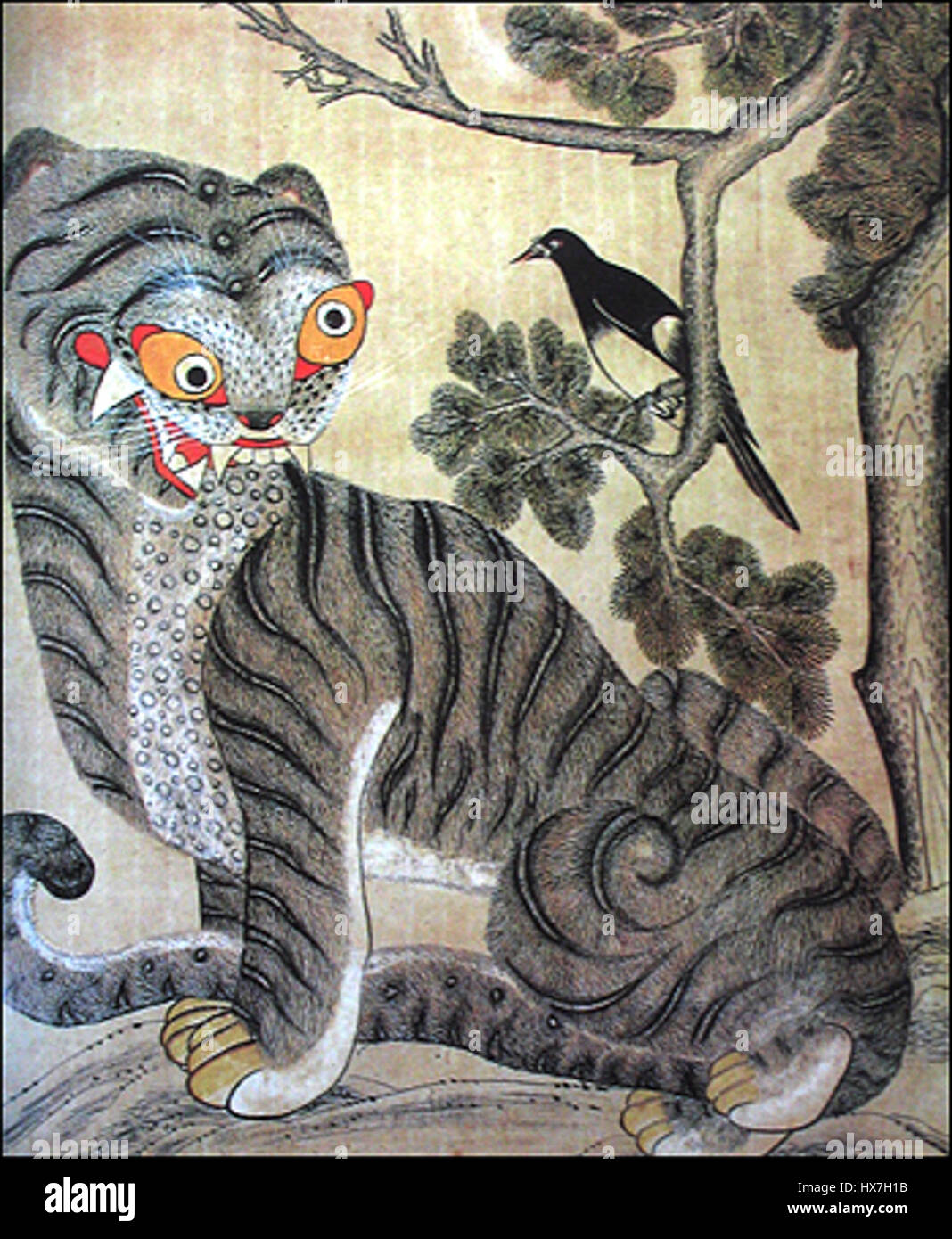 Minhwa Tiger and magpie 02 Stock Photo - Alamy