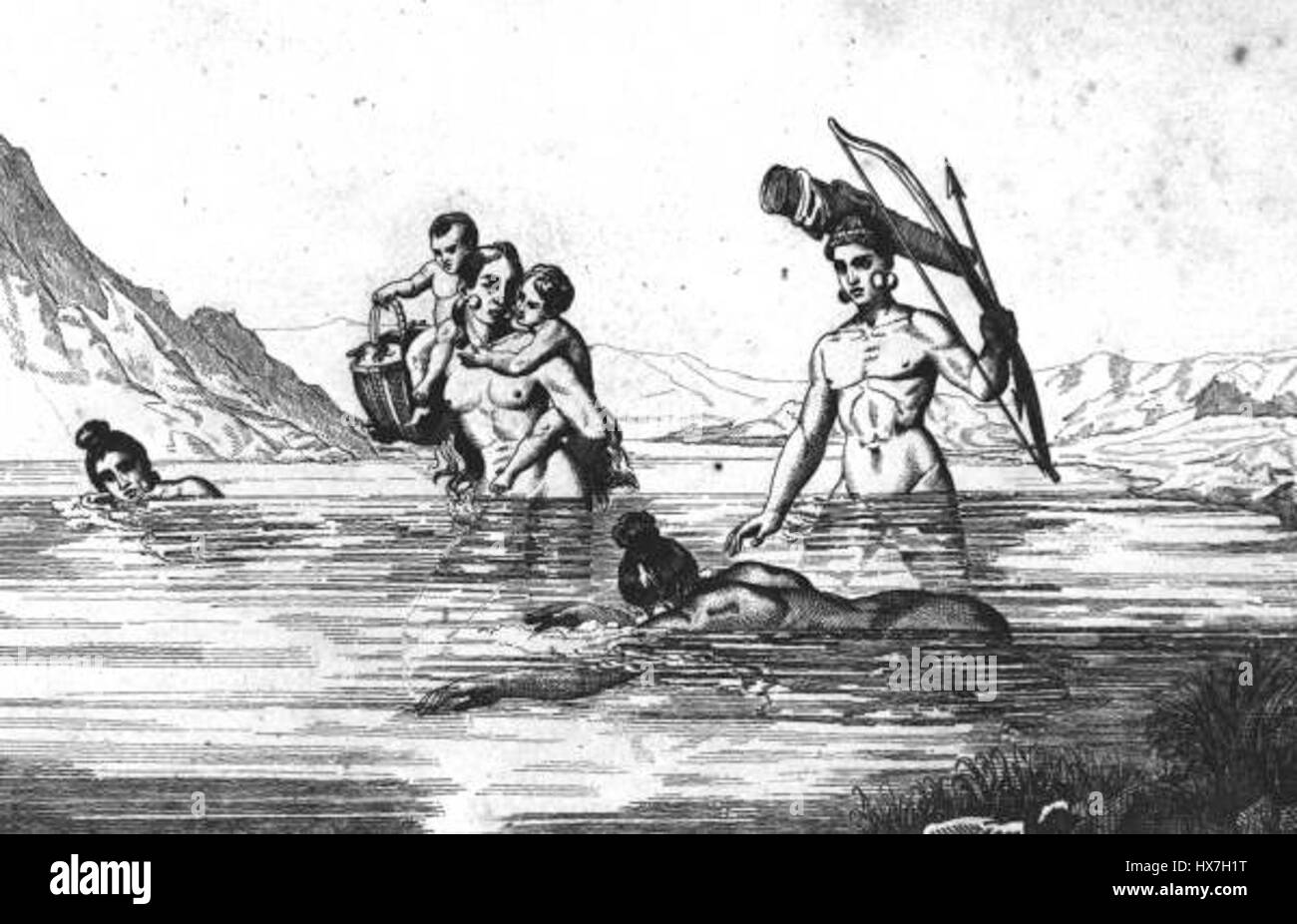 The image titled 'Rc11031 Timucua Indian women fishing' depicts Timucua ...