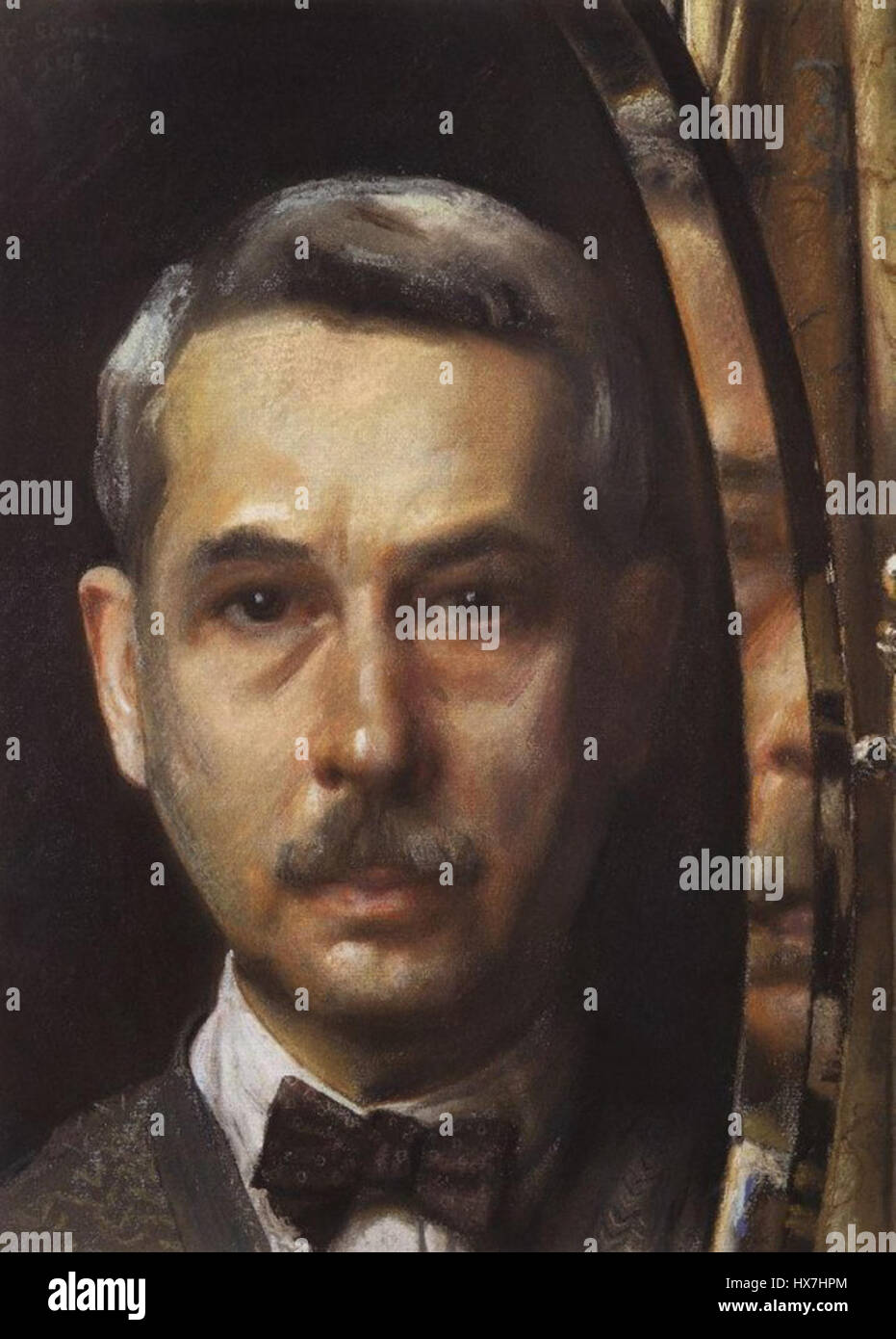 'Self Portrait in Mirror' by K. Somov is a 1928 painting that portrays ...