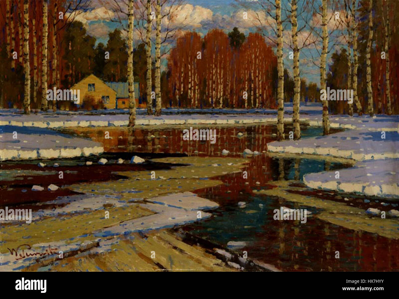 Purvitis Pavasaris marts is a landscape painting by Latvian artist ...