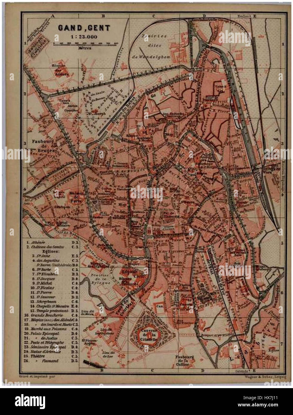 This map, titled 'Plattegrond 1885 Gent,' represents a detailed layout ...