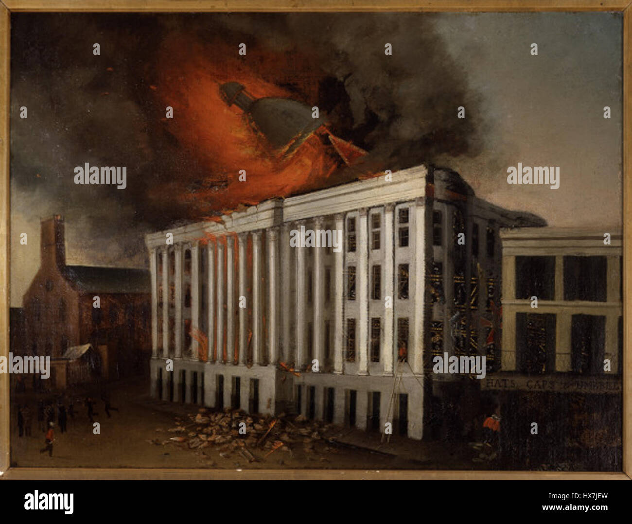 'St. Charles Hotel New Orleans On Fire 1851' depicts the famous fire ...