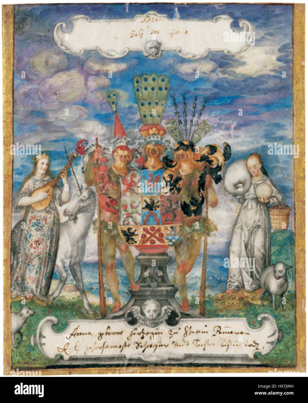 The 'Stammbuchblatt Wappen Anna von Pommern Stettin' is an ornate ...