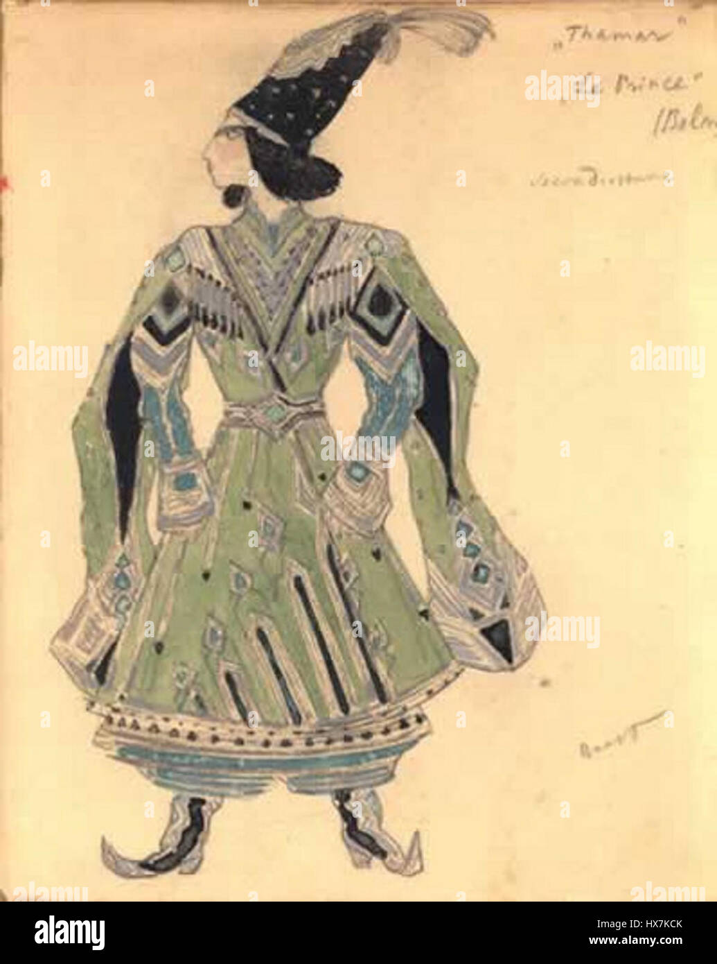 'Thamar' by L. Bakst is a set design or costume illustration created ...