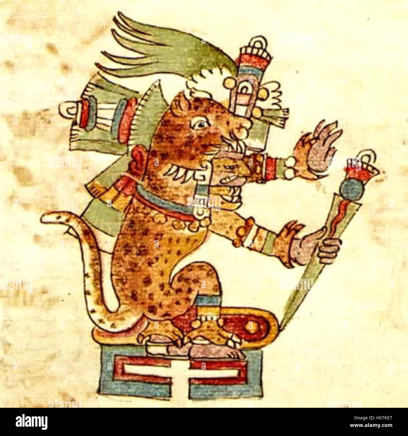 Tepeyollotl, an Aztec deity, is depicted as a god associated with ...