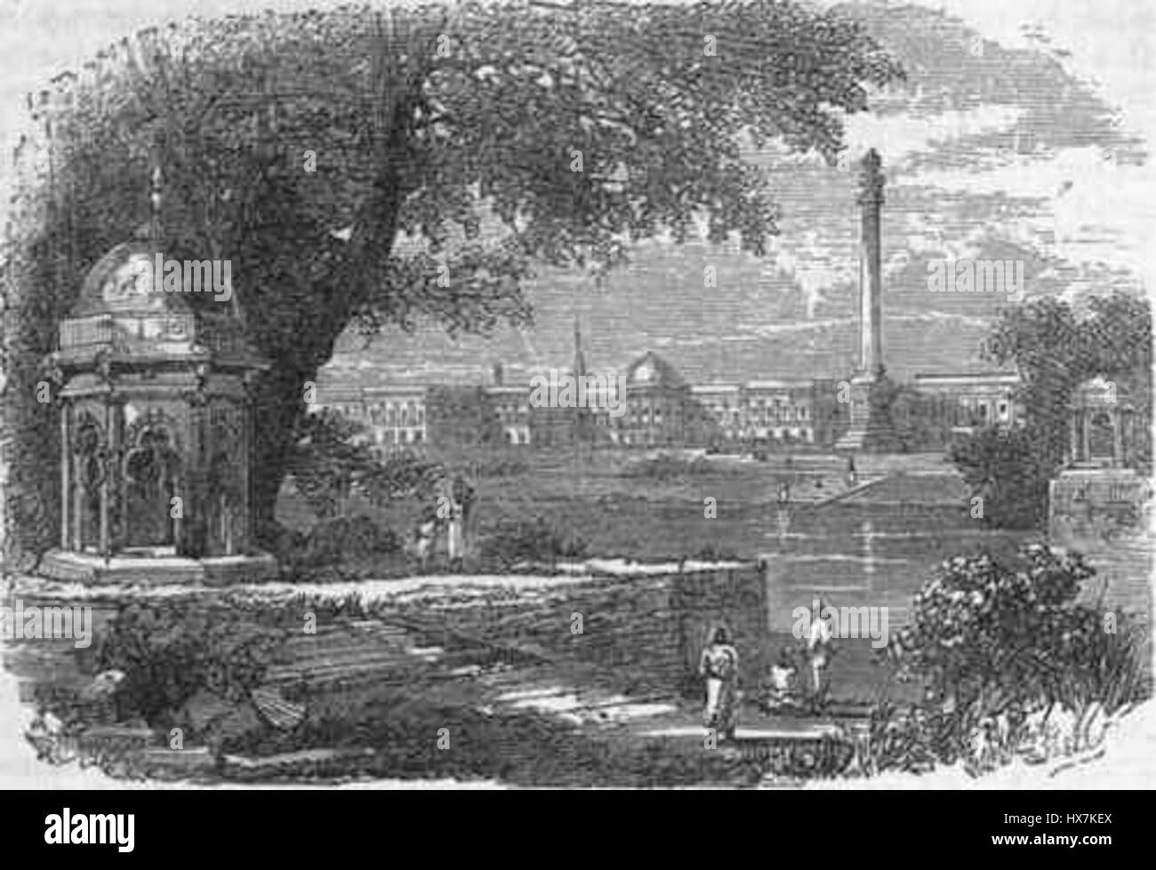 This old photograph shows the Shaheed Minar, a monument dedicated to ...