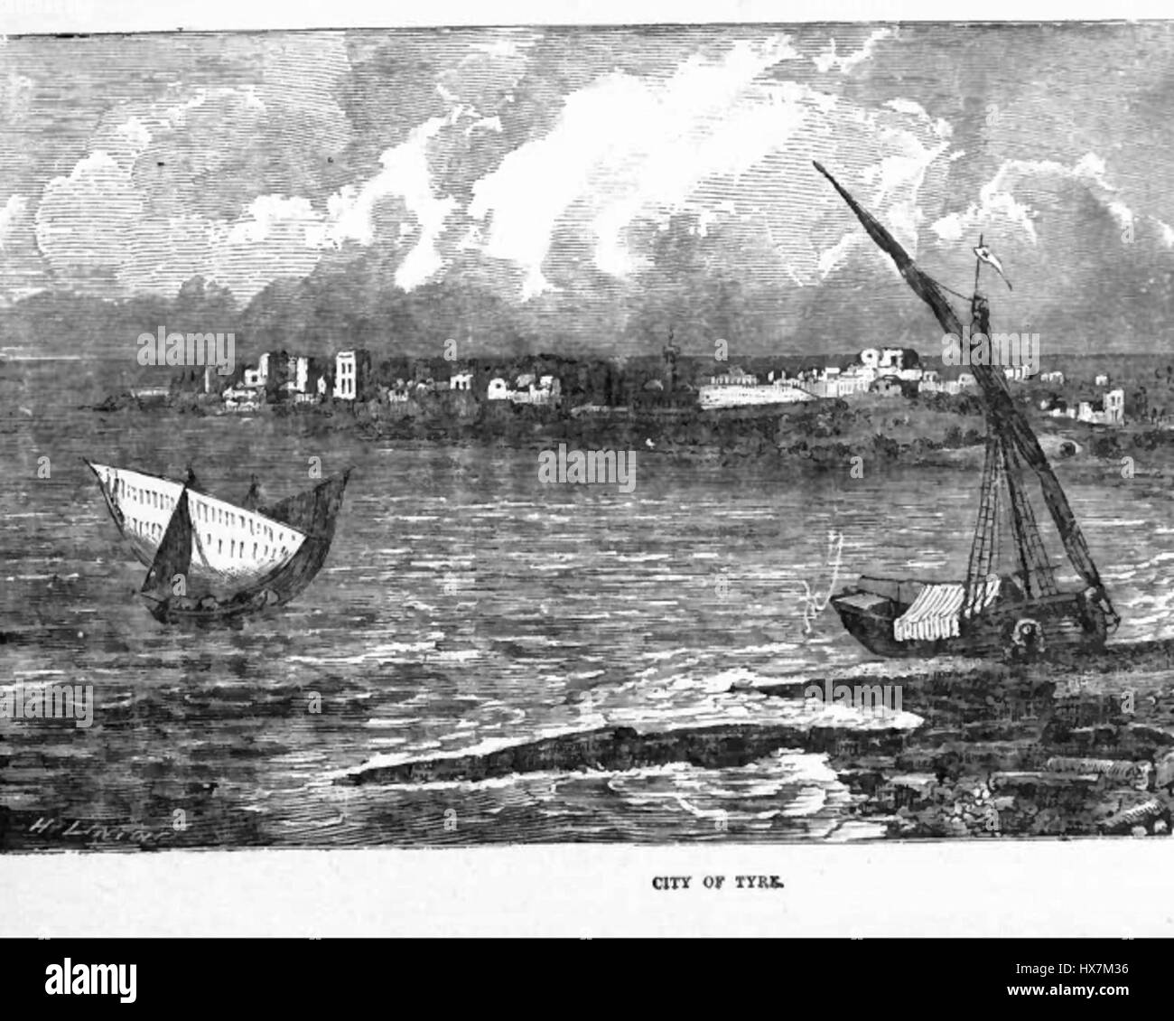 'Tyre 1887' is a historical photograph depicting the ancient city of ...