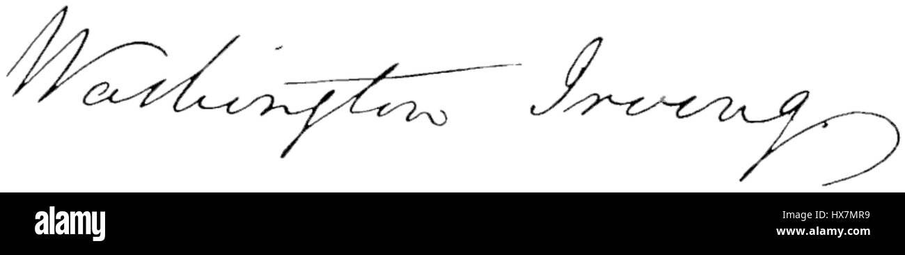 The signature of Washington Irving, famed American author, from 1820 ...