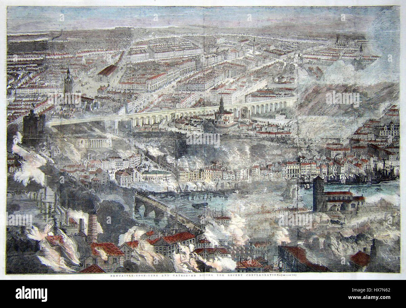 Newcastle and Gateshead Great Fire 1854 Illustrated London News Stock ...