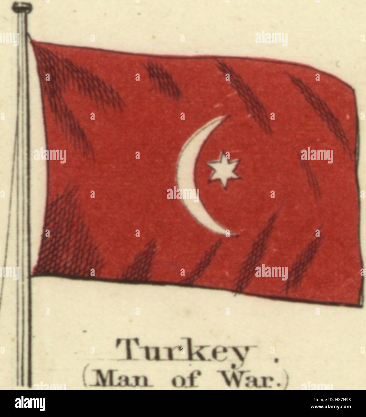 The Turkey (Man of War) from Johnson's 1868 chart of national emblems ...