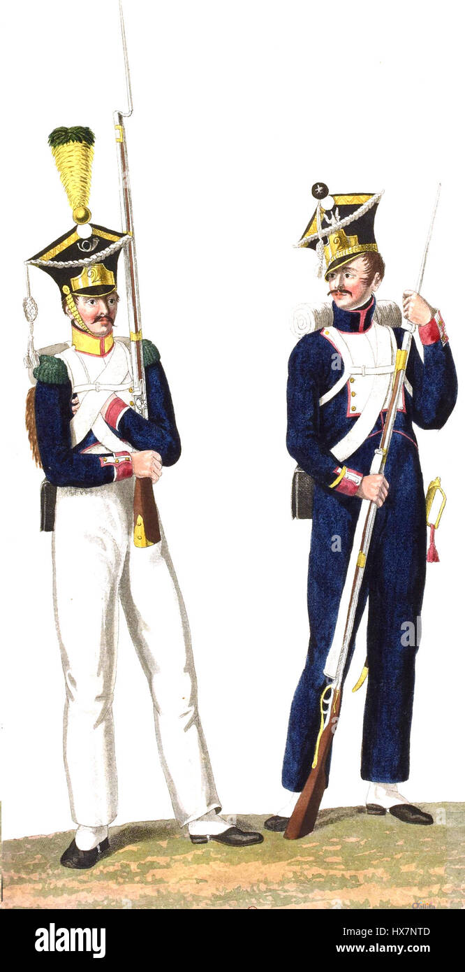 Voltigeur and Fusilier of 2nd Infantry Regiment of the Duchy of Warsaw ...