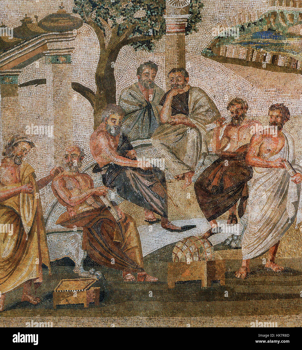 This Roman mosaic showcases intricate designs typical of ancient Roman ...