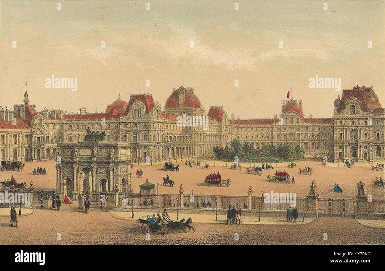 A detailed representation of the Louvre Palace, focusing on its ...