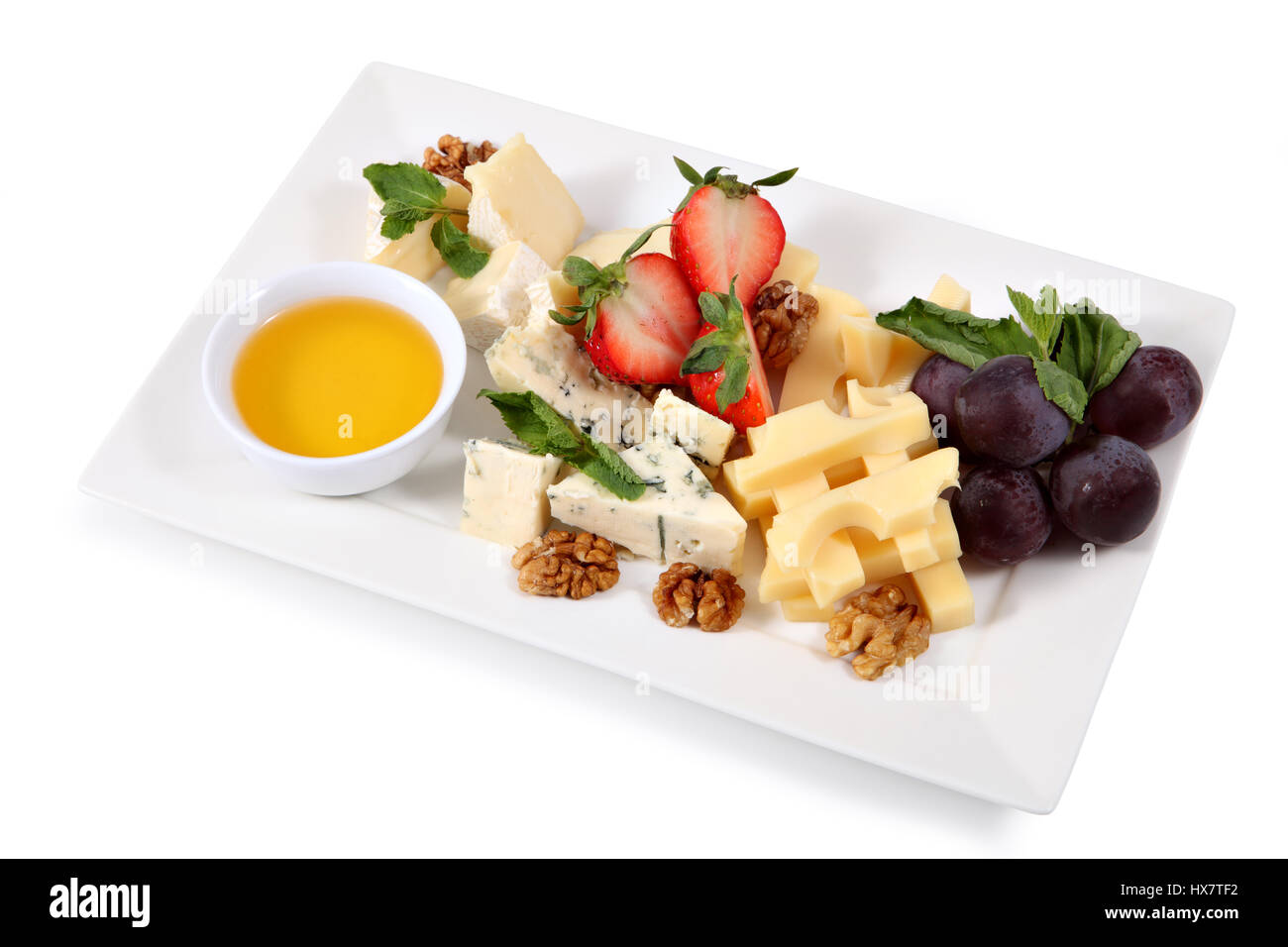 Cheese platter, mixed cheese, isolated on white background Stock Photo ...