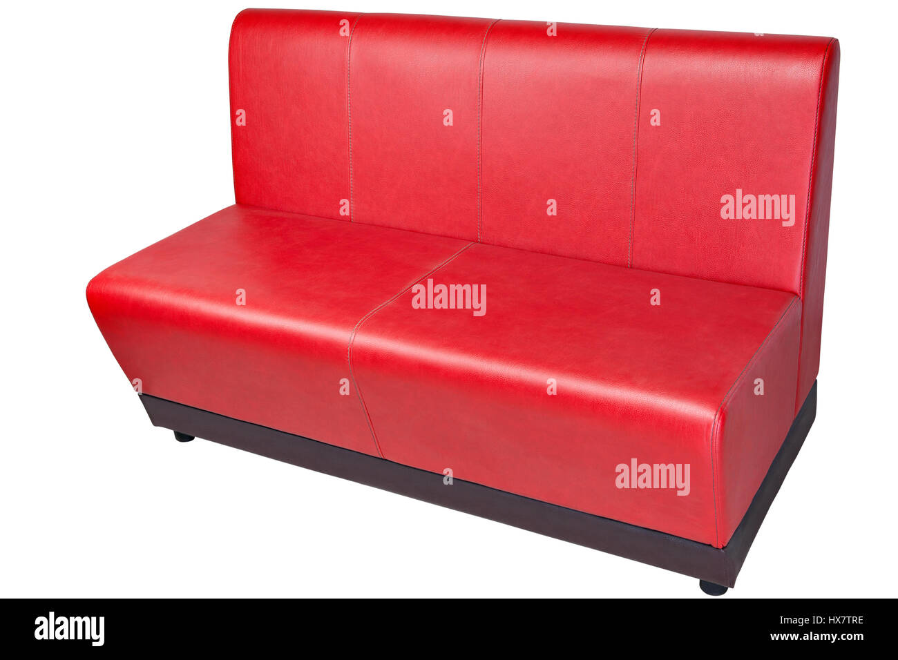 Red color imitation leather office couch, isolated on white, clipping ...