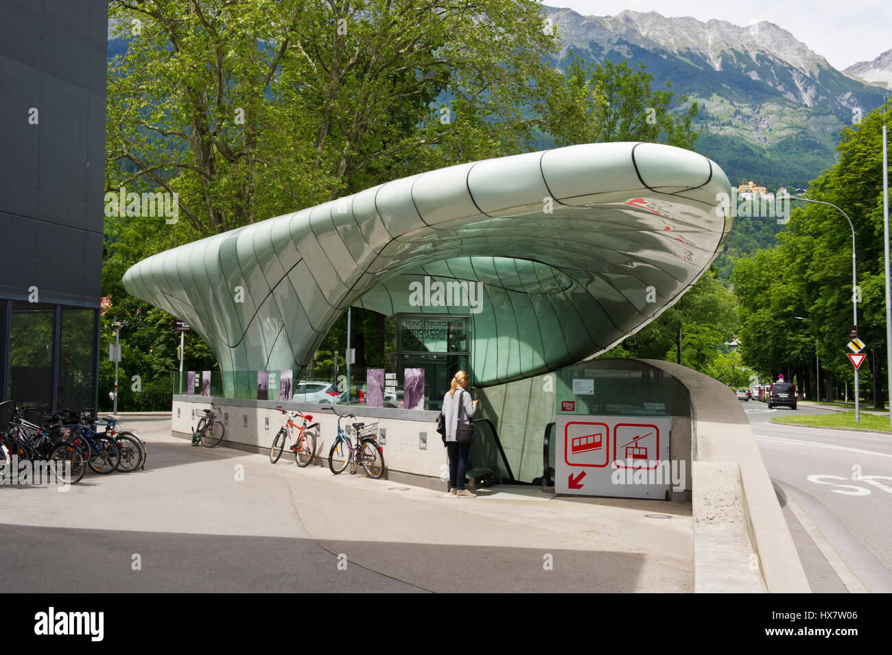 Hungerburgbahn funicular railway at the Congress Station, Innsbruck ...